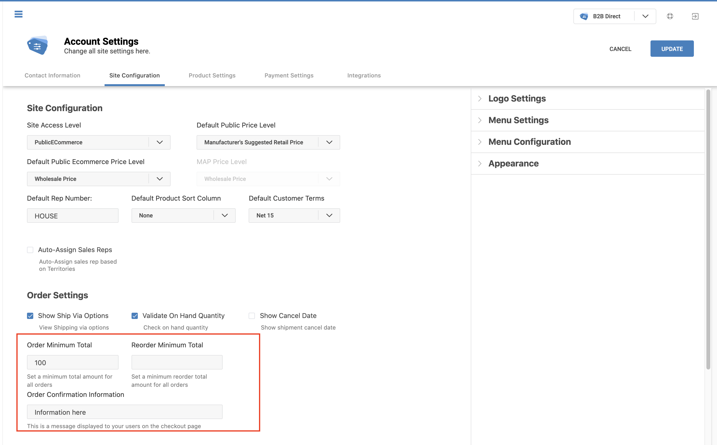 Site Configuration – ANDMORE