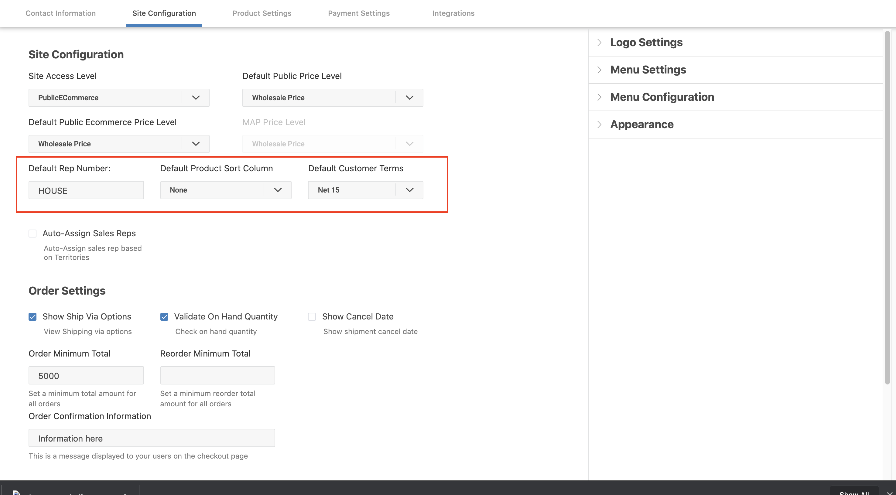 Site Configuration – ANDMORE